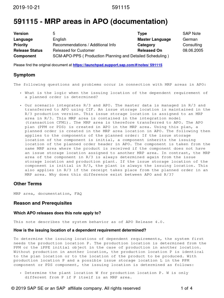 MRP Areas in APO (Documentation) | PDF