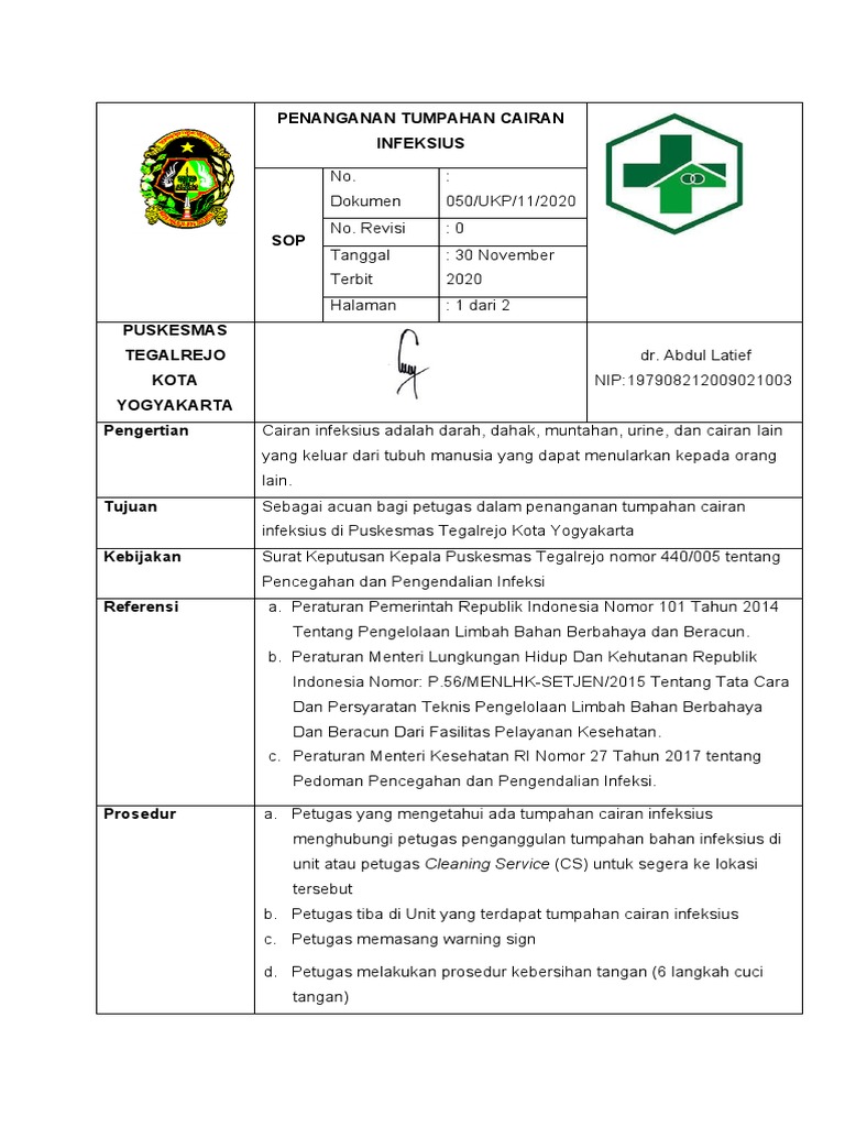 Sop Ppi - Penanganan Tumpahan Cairan Infeksius - Spill Kit | PDF | Kesehatan Holistik