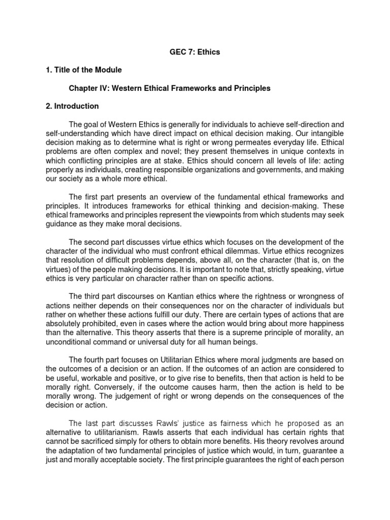 Ethics Chapter 4 | PDF | Happiness | Morality