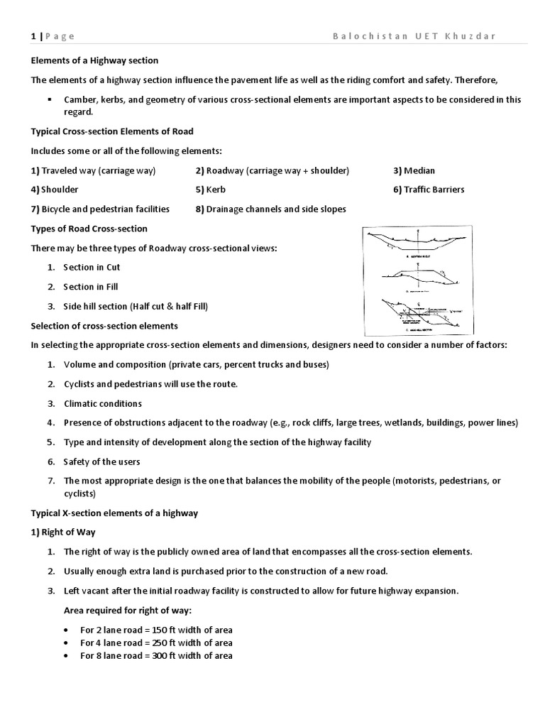 Highway Cross-Section Elements Overview | PDF | Road | Lane
