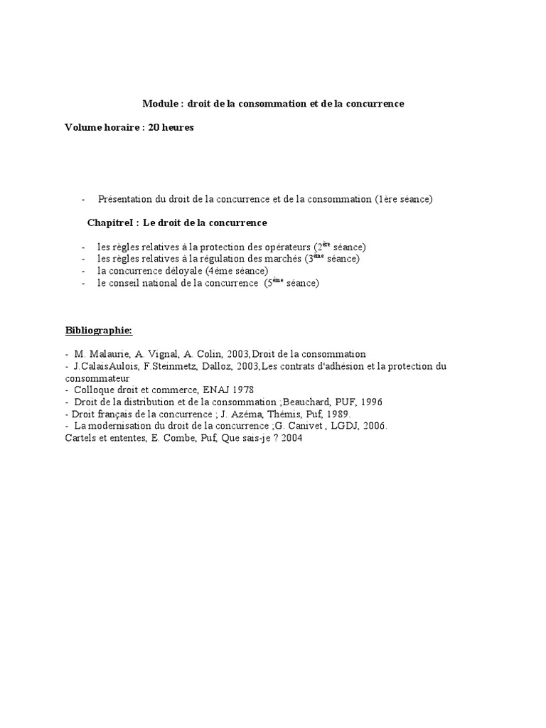 Module DroitTdela Concurrence Et de La Consommation | PDF