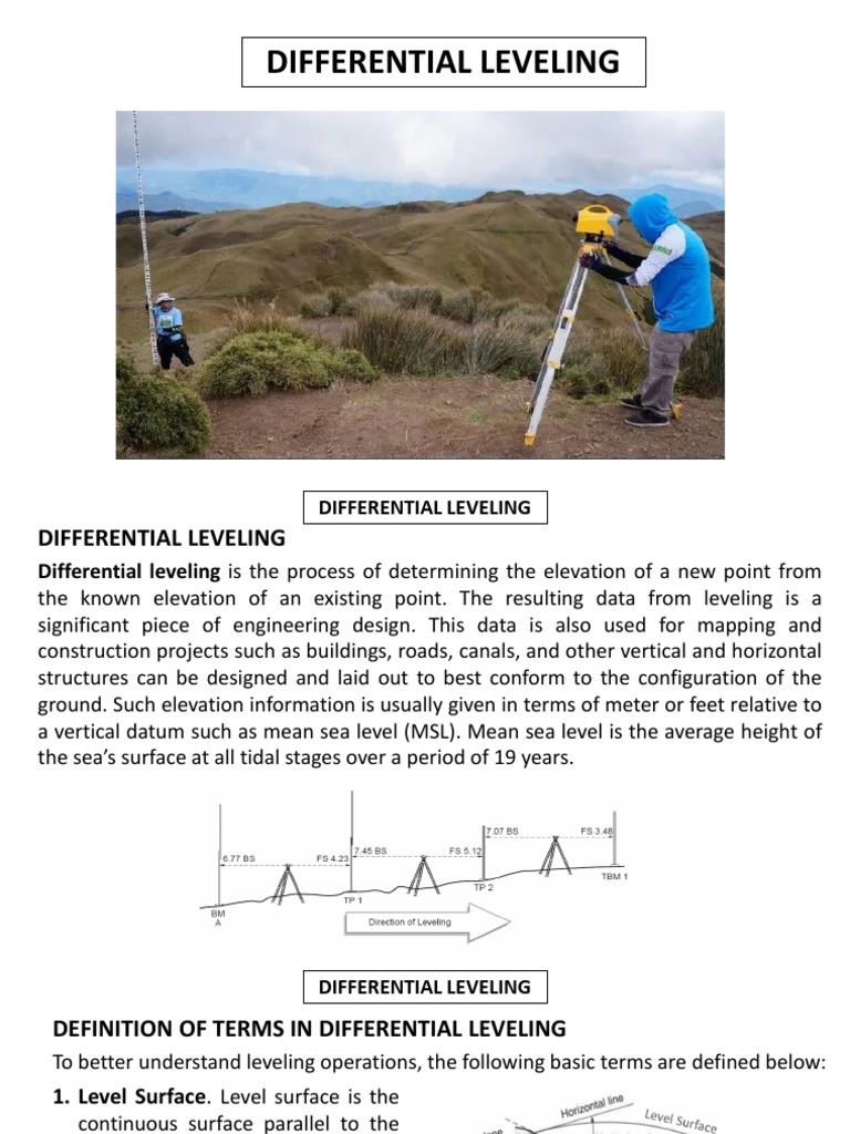 Lesson 5 Differential Levelling Part 1 | PDF | Sea Level | Geodesy