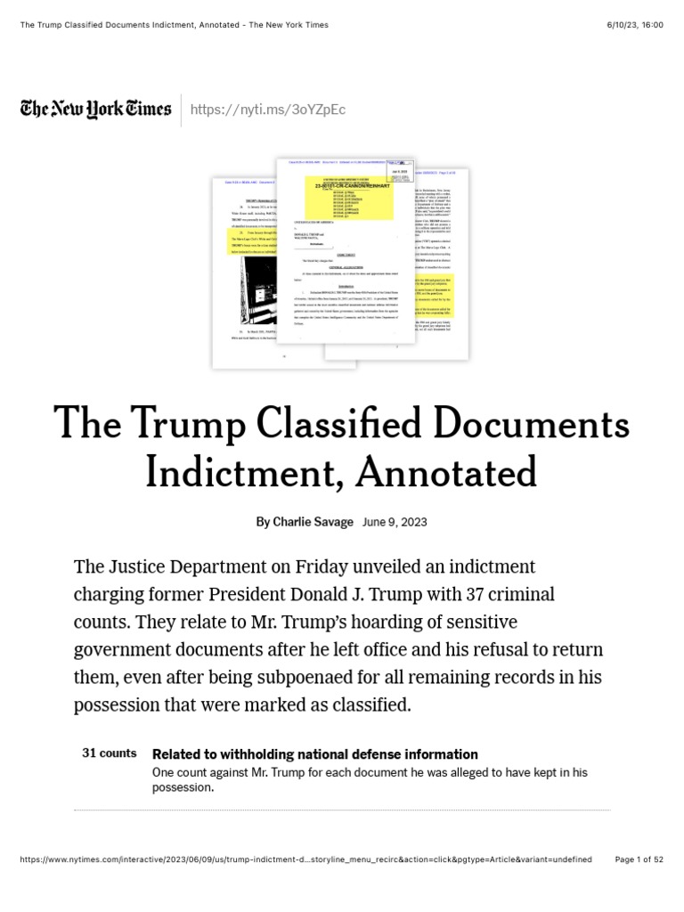 Trump Indictment on Classified Documents | PDF | Donald Trump ...