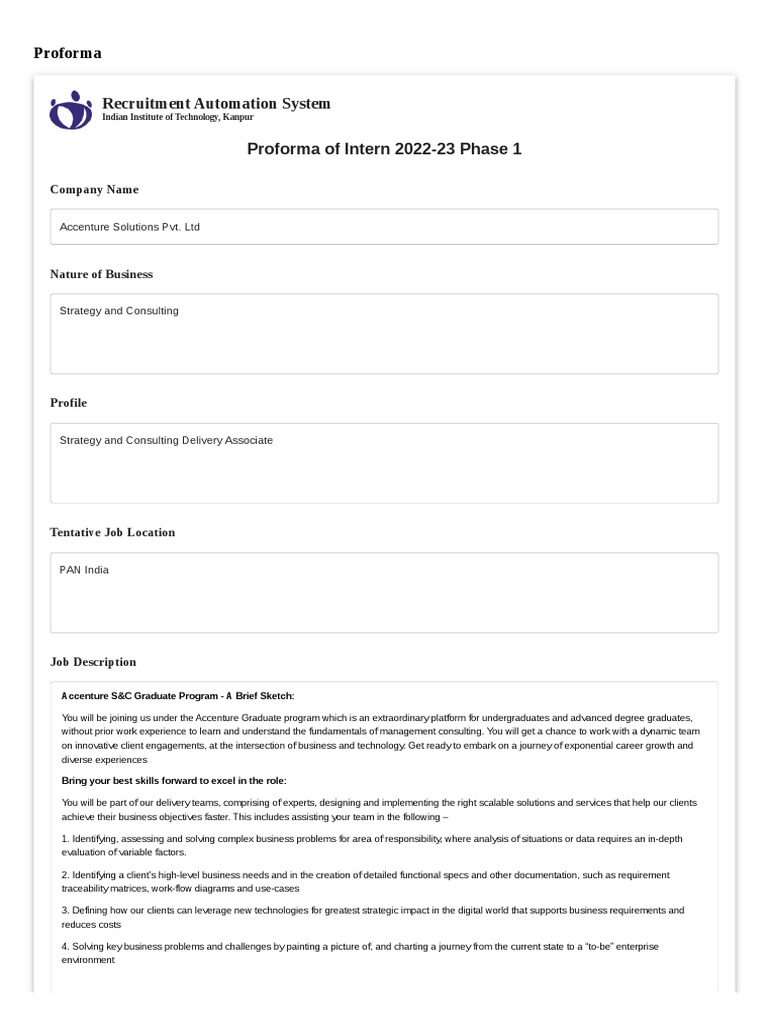 Accenture Solutions PVT LTD Strategy and Consulting Delivery | PDF ...