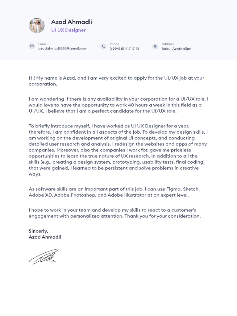 Azad's Cover Letter | PDF