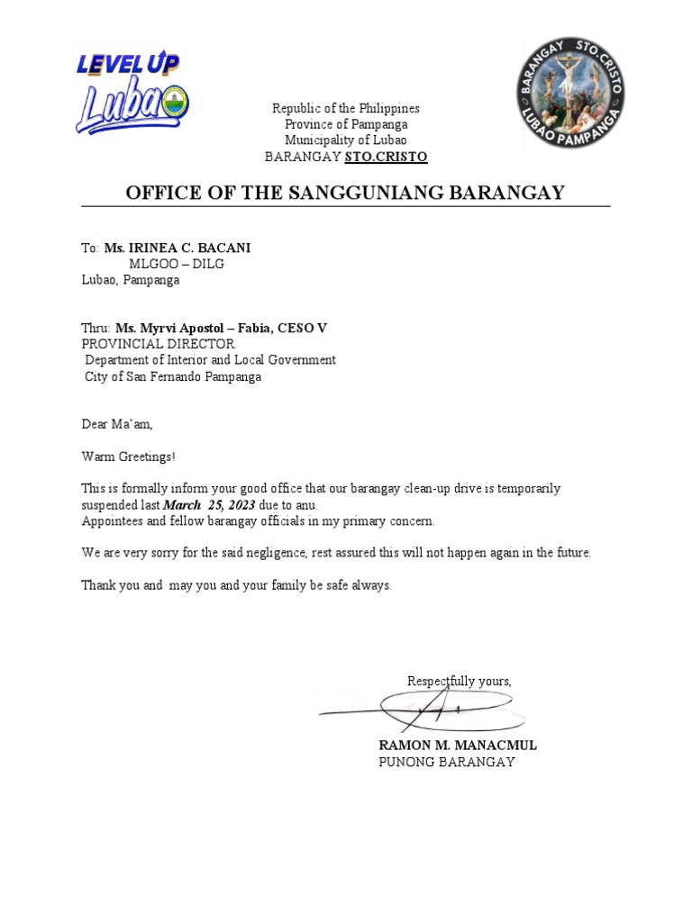 Justification Letter Clean Up Drive | PDF