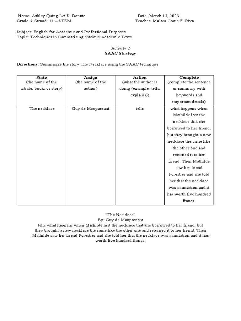 EAPP-Activity-2 Ash | PDF | Short Stories | Short Stories Adapted Into Films