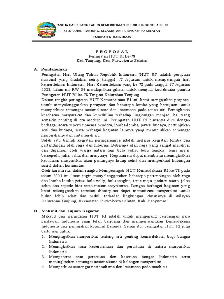 Proposal Peringatan HUT RI ke-78 | PDF