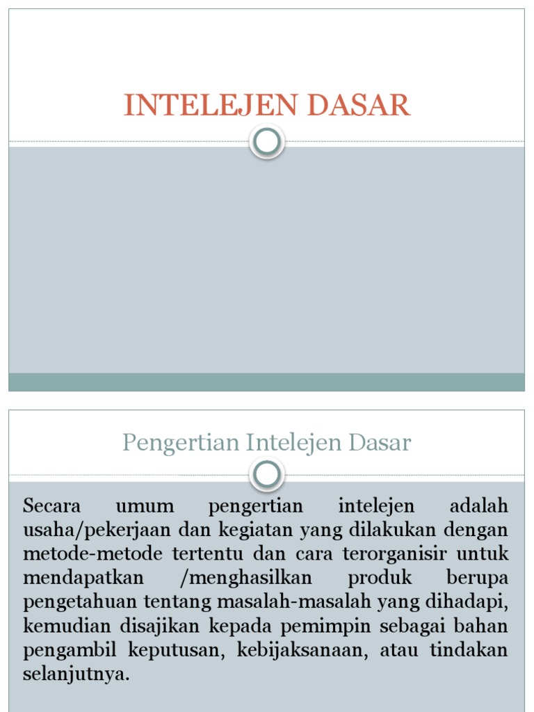 Dasar-Dasar Intelejen: Produk, Organisasi, dan Kegiatan | PDF