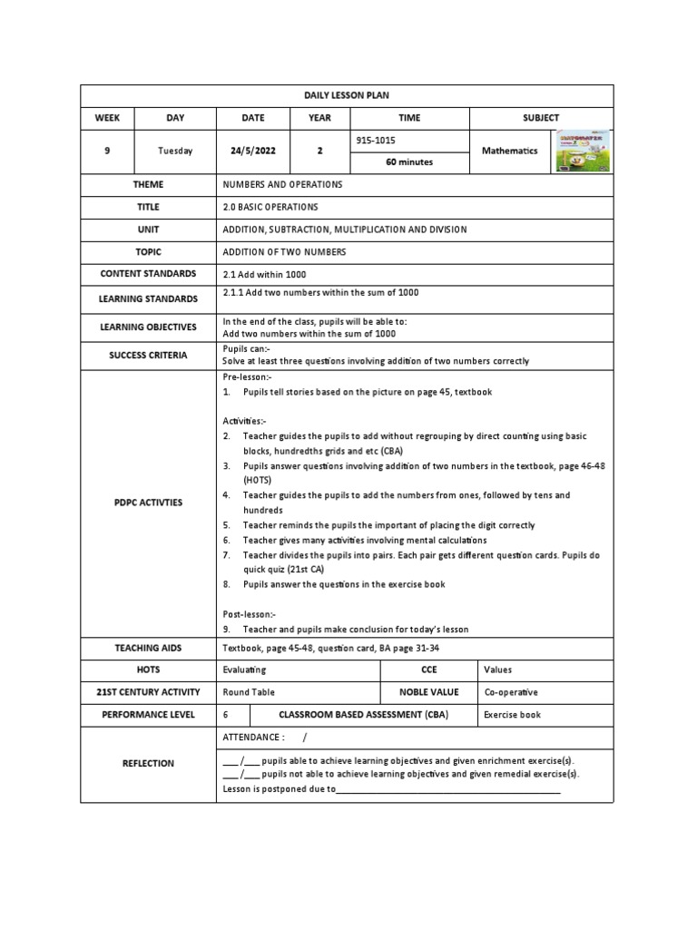 Rph Mt Thn 2 Tajuk 2 (m7-m20)_eng | PDF | Lesson Plan | Teachers