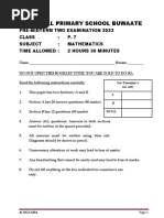 p7 Joint Ple Mock 2025 - Maths | PDF