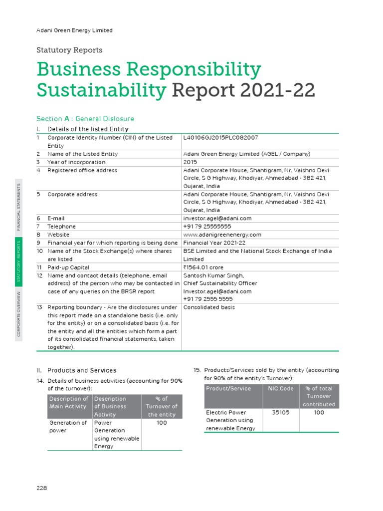 ADANIGREEN BR Report | PDF | Renewable Energy | Corporate Social ...