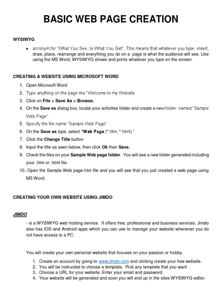 Basic Web Page Creation | Download Free PDF | Internet | Websites