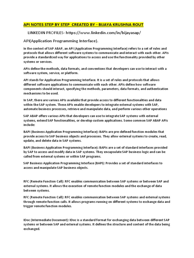 Step-by-Step Guide to SAP ABAP APIs | PDF | Hypertext Transfer Protocol | Interface (Computing)