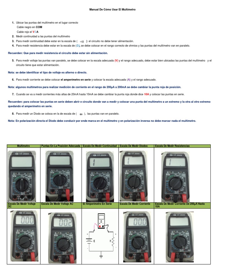 Manual Del Multimetro | PDF
