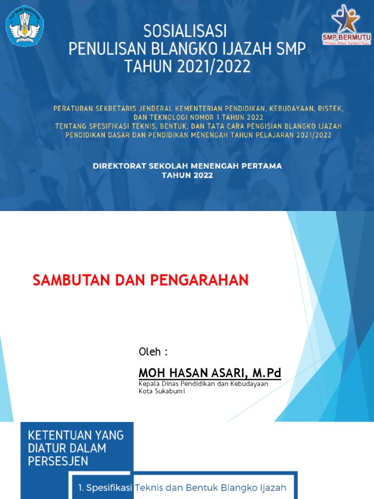 Tata Cara Penulisan Blangko Ijazah SMP 2021-2022 | PDF