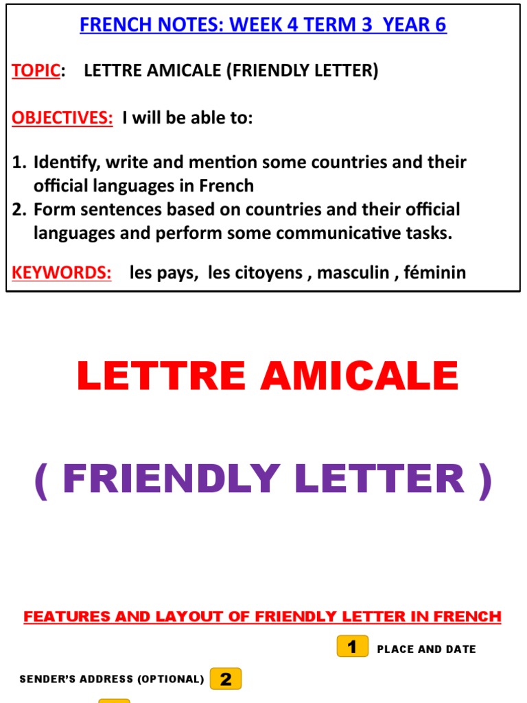 Lettre Amicale (Friendly Letter) | PDF