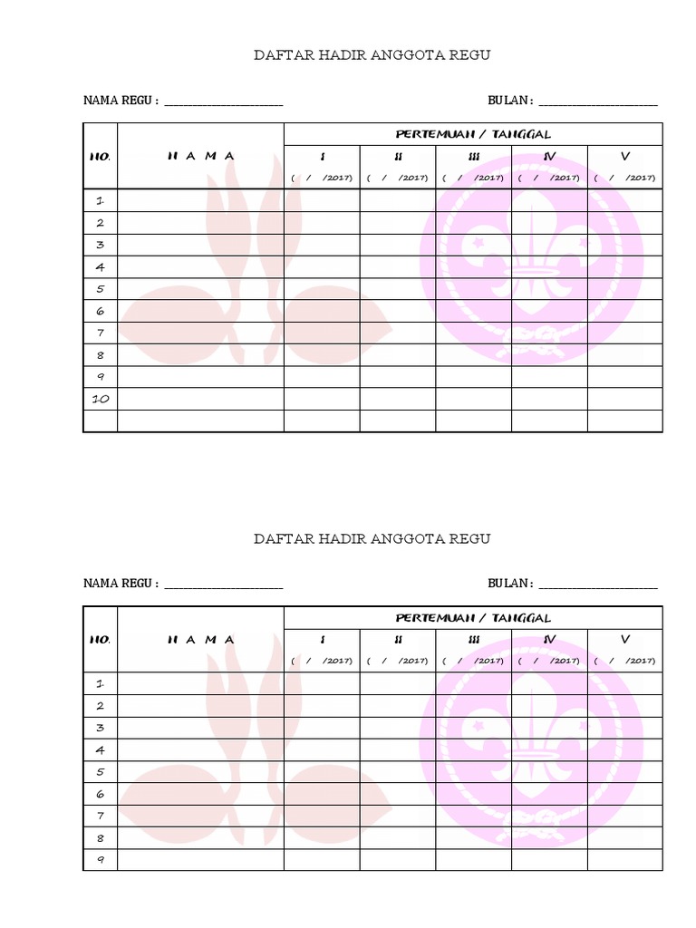 Daftar Hadir Regu Putra | PDF