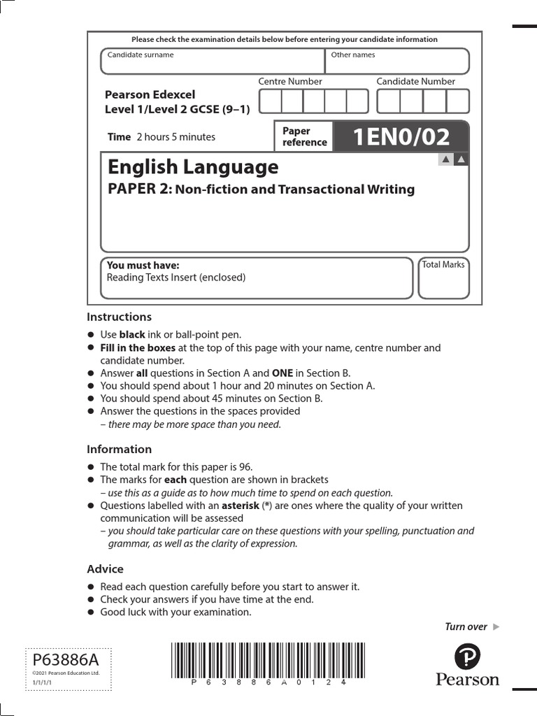 GCSE English Language Exam Paper Guide | PDF | Linguistics | Human ...