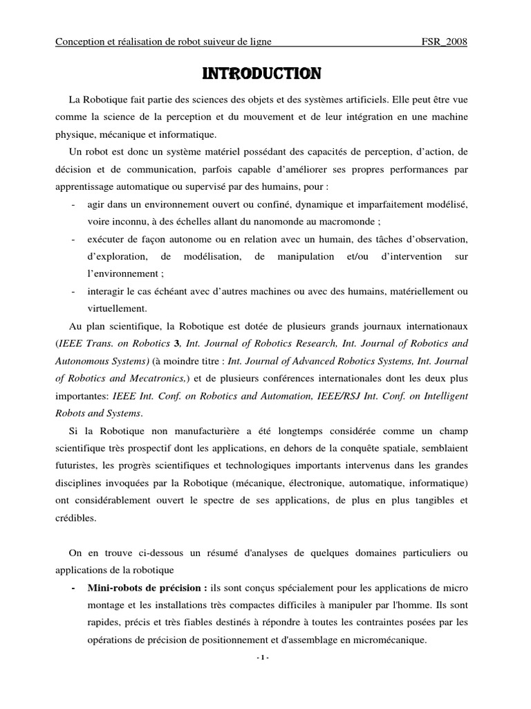 Robot Suiveur de Ligne Autonome | PDF