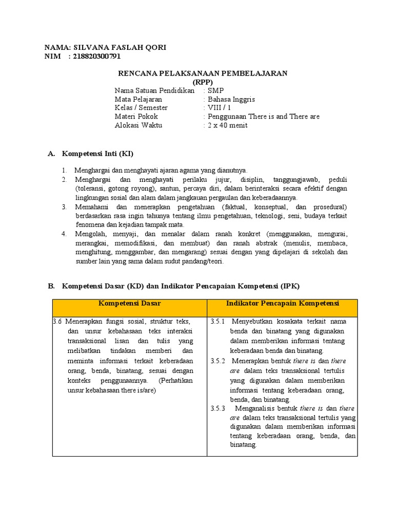 RPP There Is & There Are Fiks | PDF