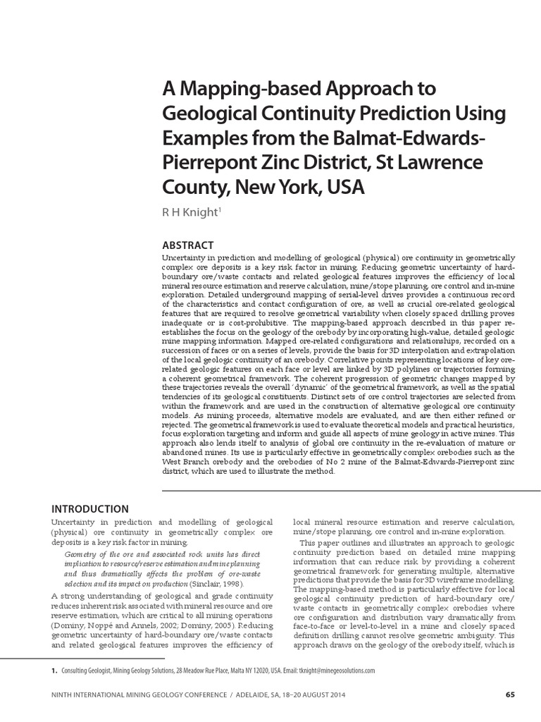 A Mapping-Based Approach To Geological Continuity Prediction Using ... A Mapping-Based Approach To Geological Continuity Prediction Using ...