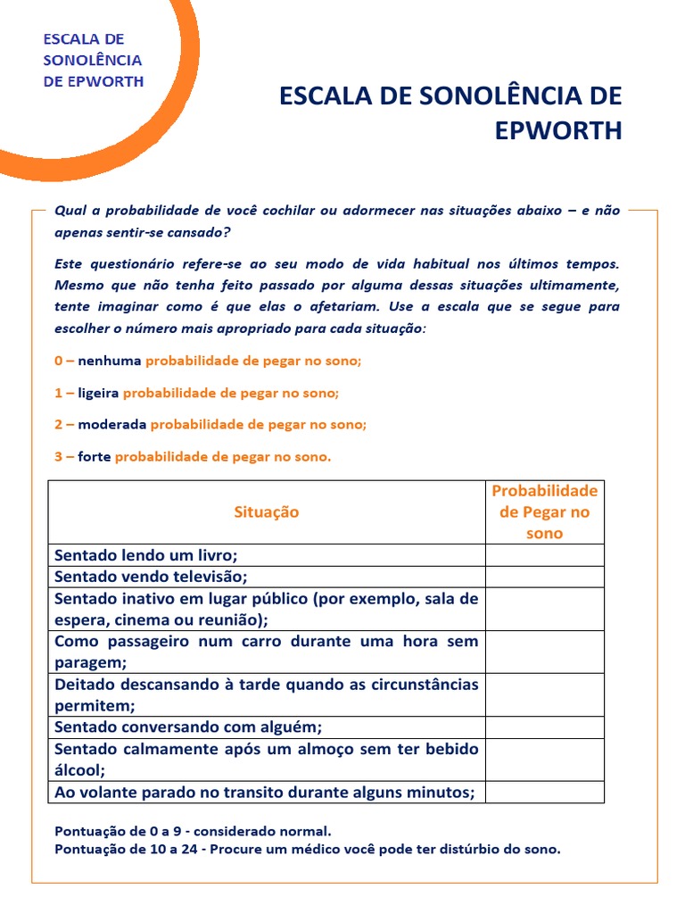 Escala de Sonolência de Epworth | PDF