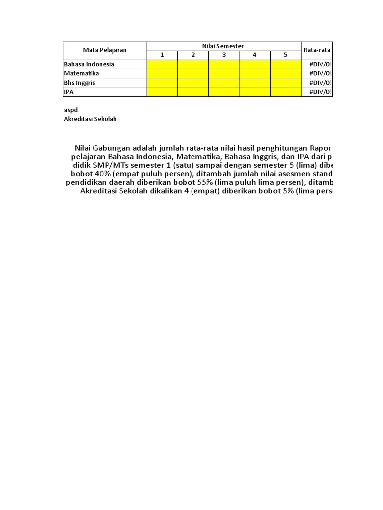 Cara Perhitungan Nilai Gabungan | PDF