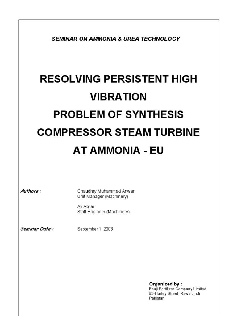 Resolving Vibration in Synthesis Gas Compressor | PDF | Turbine | Urea