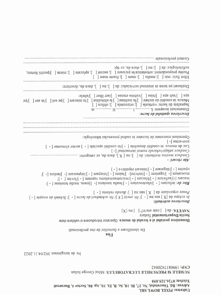 Fisa de Identificare A Factorilor de Risc | PDF