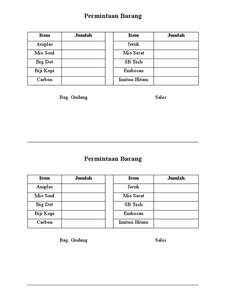 Surat Permintaan Barang | PDF
