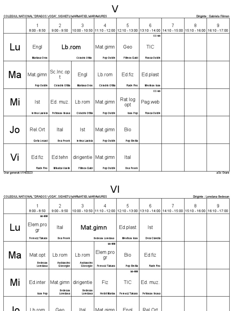 School Timetable Overview | PDF