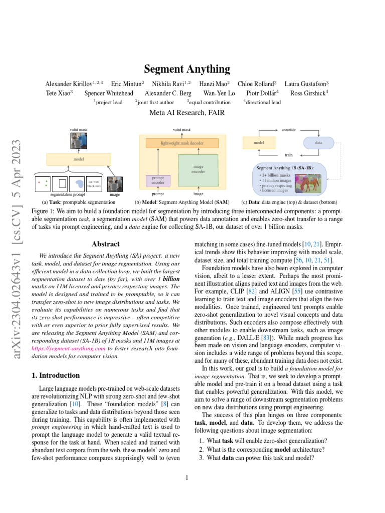 Segment Anything: Meta AI Research, FAIR | PDF | Image Segmentation ...