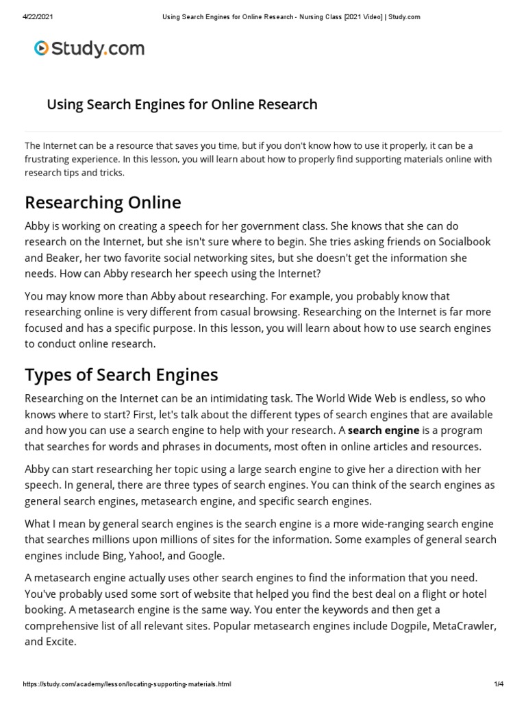 Using Search Engines For Online Research | PDF | Internet | Search ...