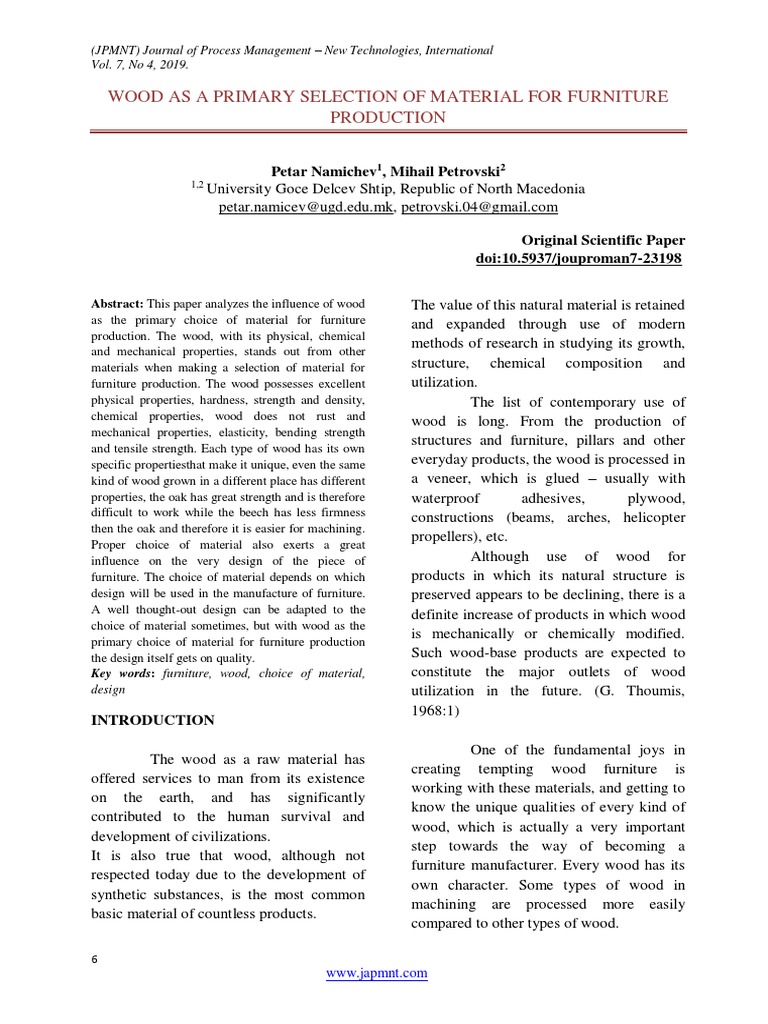 Wood As A Primary Selection of Material For Furnit | PDF | Home & Garden
