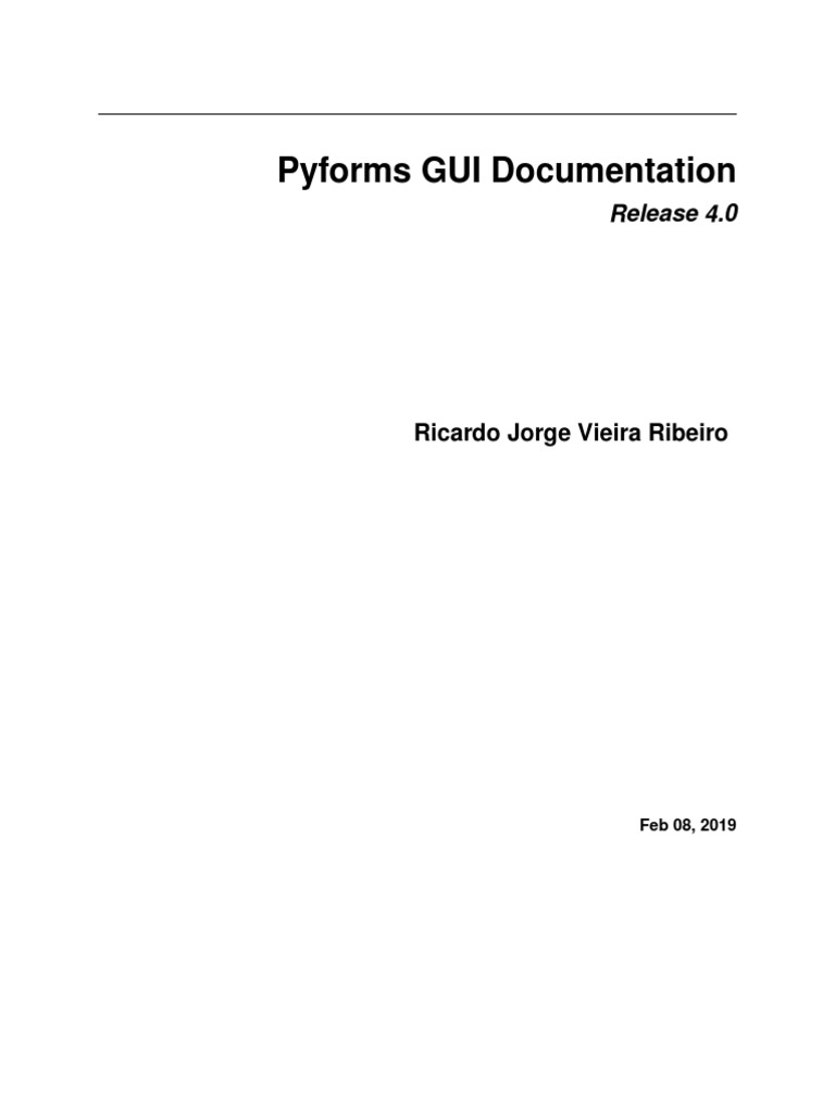 0875 Pyforms Python Gui Documentation Pdf Software Framework Graphical User Interfaces 