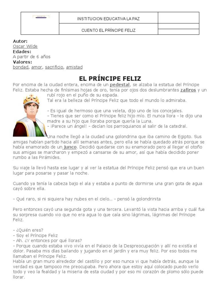 Cuento El Príncipe Feliz | PDF