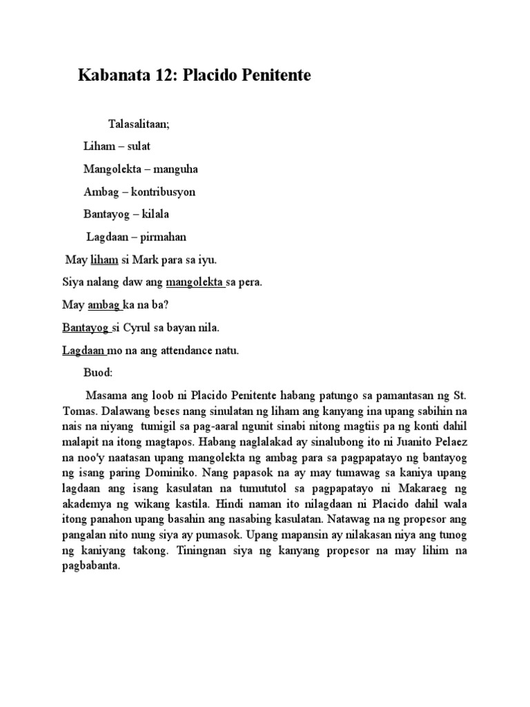 Kabanata 12: Placido Penitente | PDF