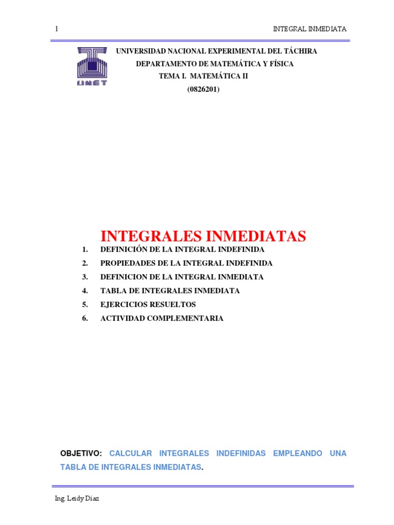 Integrales Inmediatas y Ejercicios Resueltos | PDF | Integral | Función ...