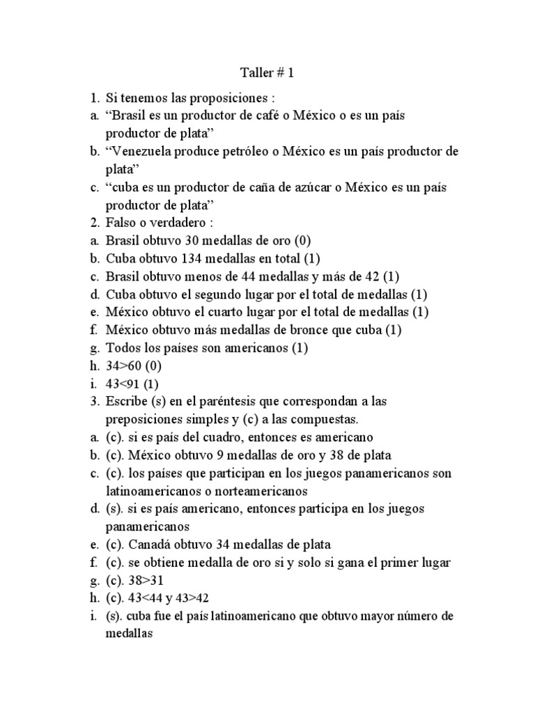Taller de Proposiciones 1 | PDF