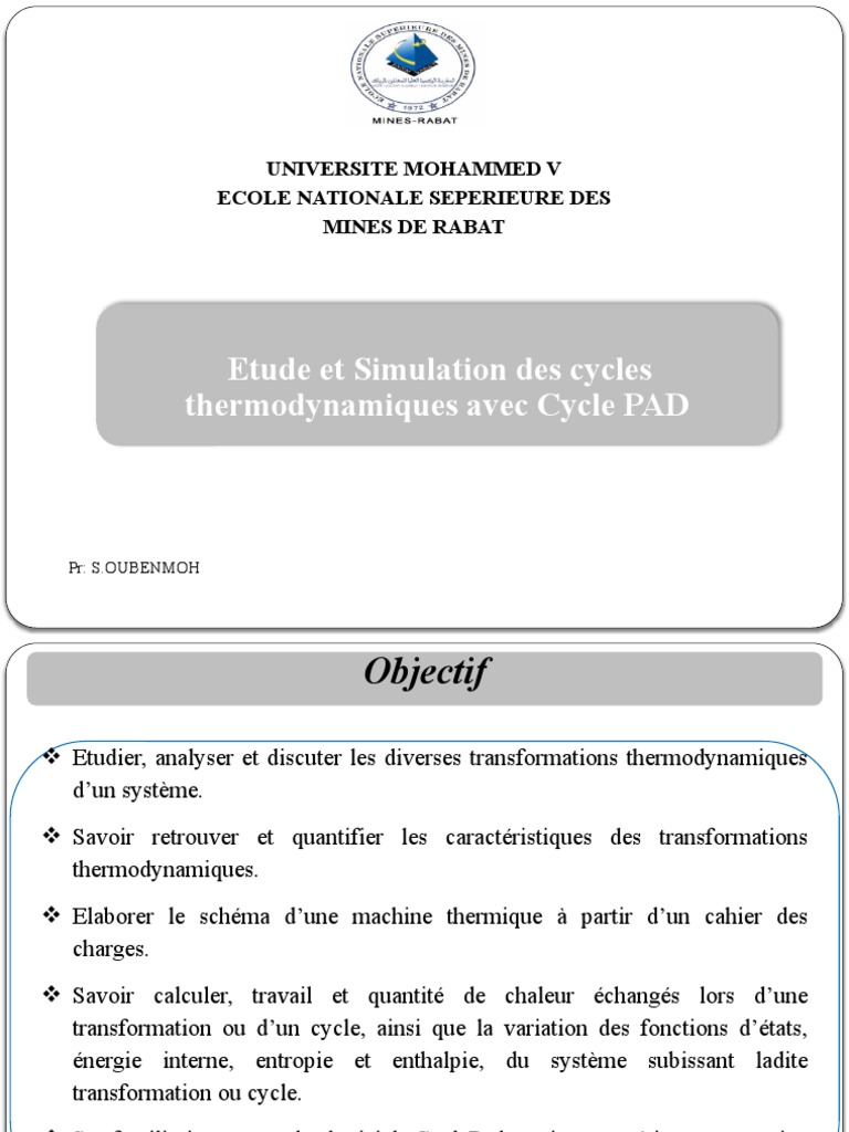 Étude des cycles thermodynamiques avec CyclePad | PDF | Équilibre ...