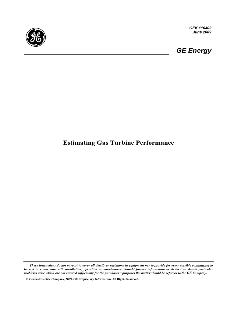 GEK 116403 PG 7121 Estimating Gas Turbine Performance | PDF | General ...