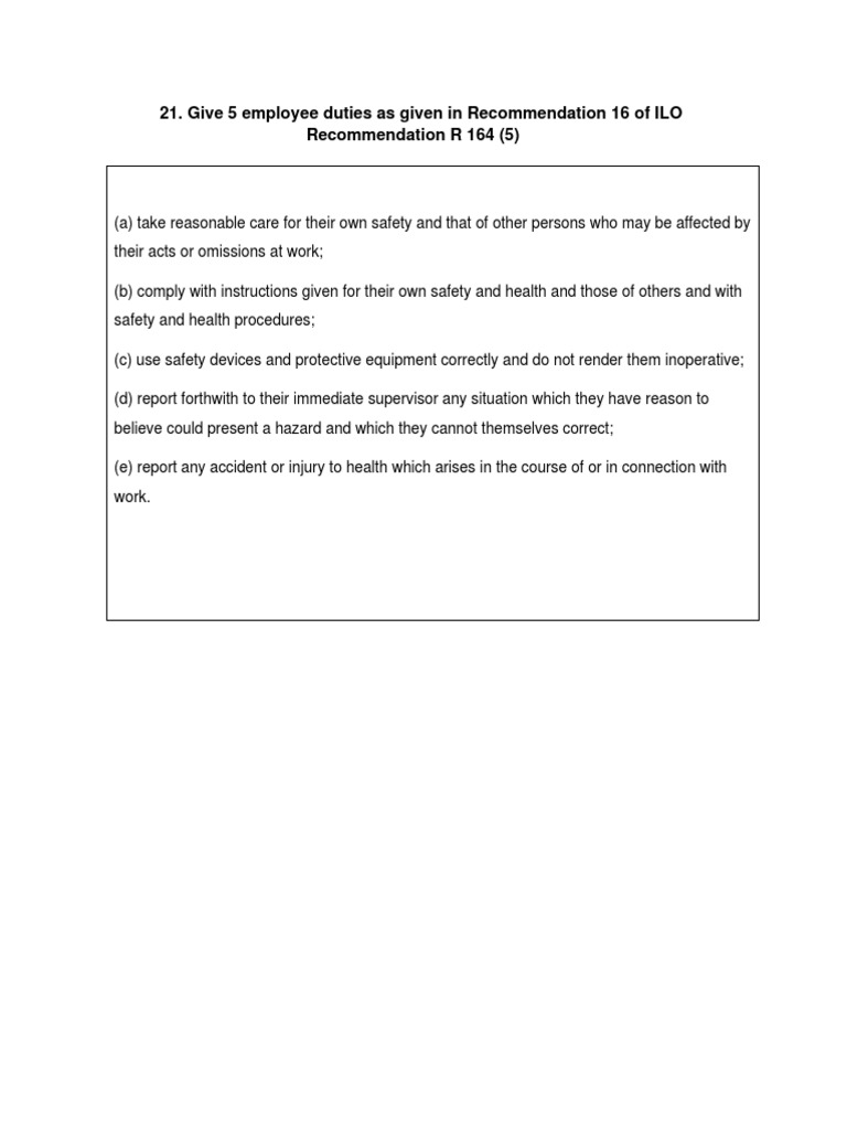 Recommendation 16 of ILO - R164 | PDF