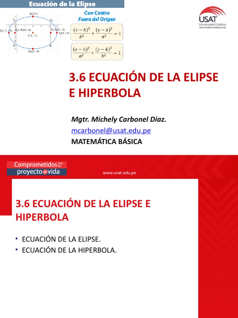 Ecuacion de La Elipse e Hiperbola-Mat. Basica 3 | PDF