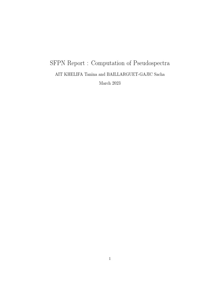 Sfpn Project Pseudospectra Pdf Matrix Mathematics Eigenvalues And Eigenvectors