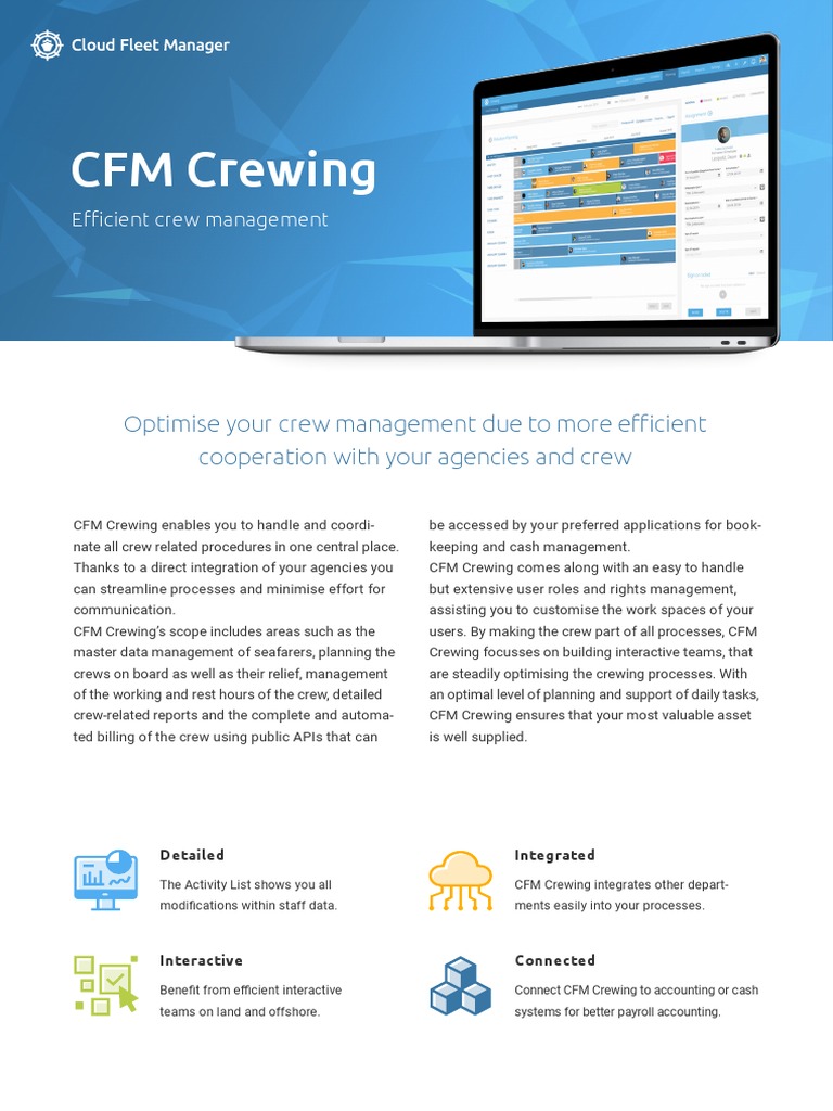 Hanseaticsoft Cloud Fleet Manager Crewing Fact Sheet Ad5ec0d3ae | PDF | Software | Computer Science