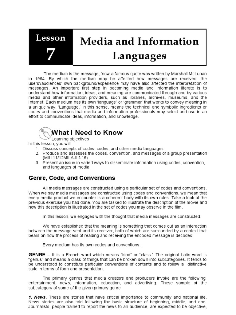 Understanding Media Language Codes | PDF | Media (Communication ...