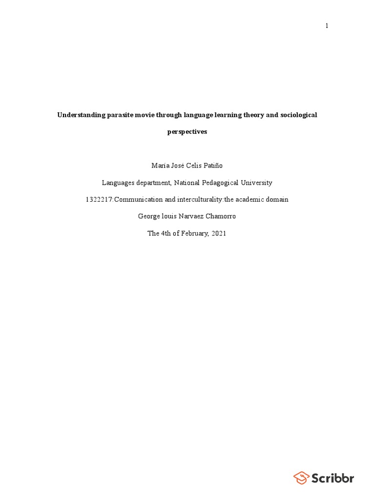 Parasite: Language and Social Distance | PDF | Second Language ...