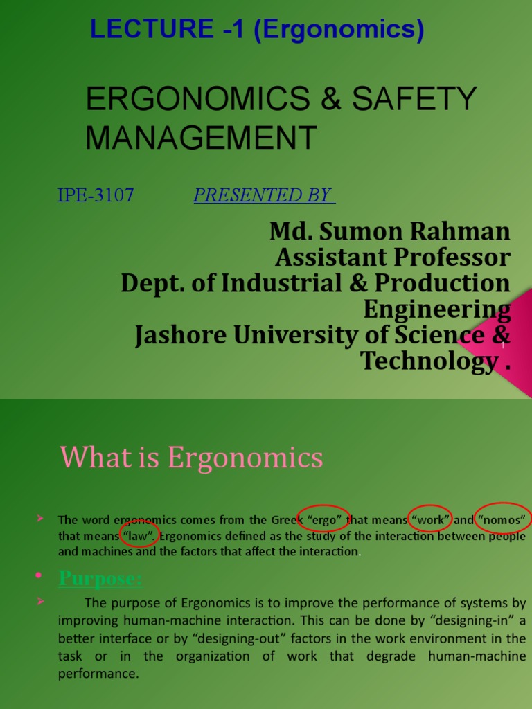 Principle of Ergonomics | PDF