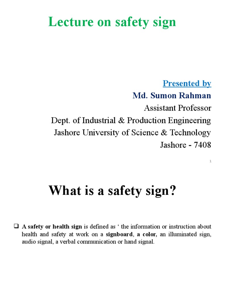 Lecture-11 (Safety Sign) | PDF | Safety | Hazards